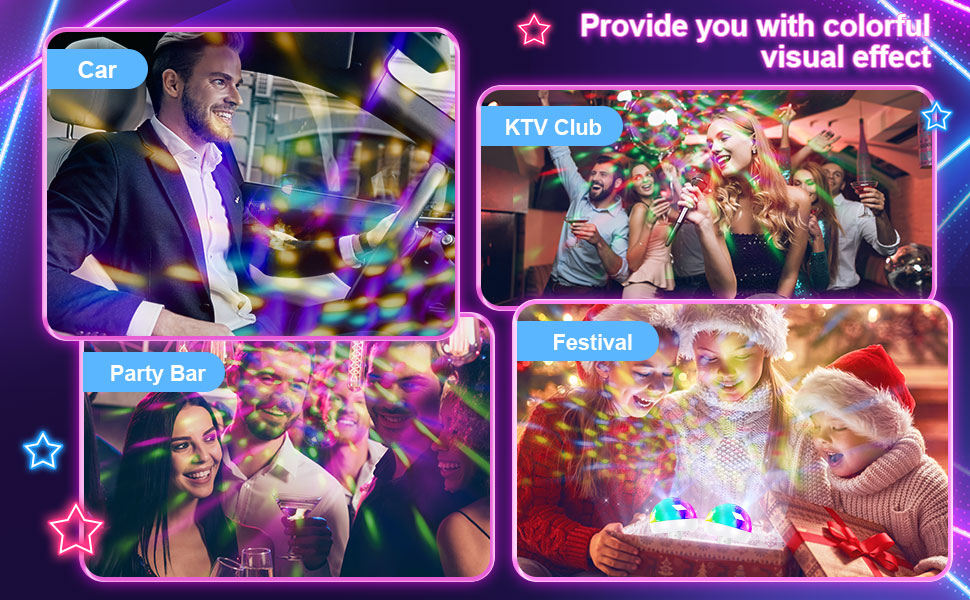 Frienda 8 Pcs USB Mini Disco Light 1.58x1.58 Inch Sound Activated Halloween DJ Disco Ball Stage ...