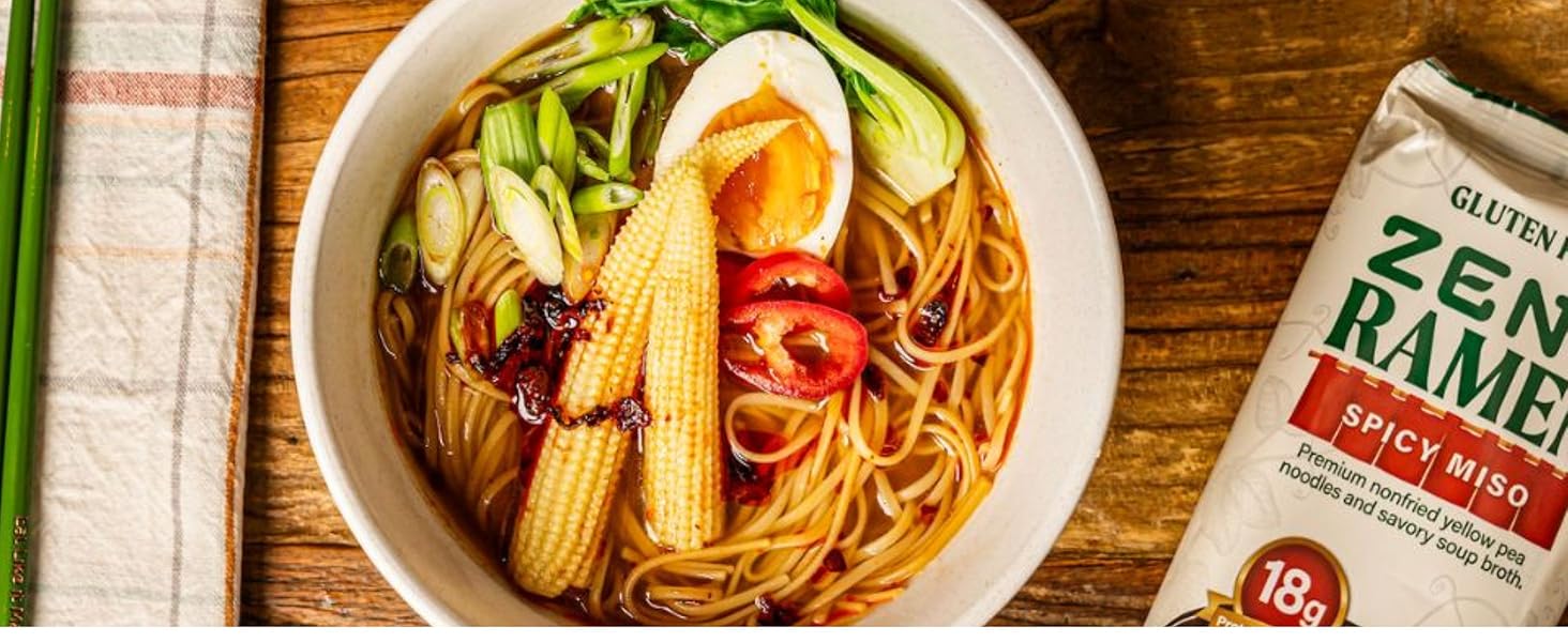 Amazon.com: ZENB Premium Gluten-Free Ramen Noodle Variety 4 Pack with Broth- 100% Yellow Pea ...