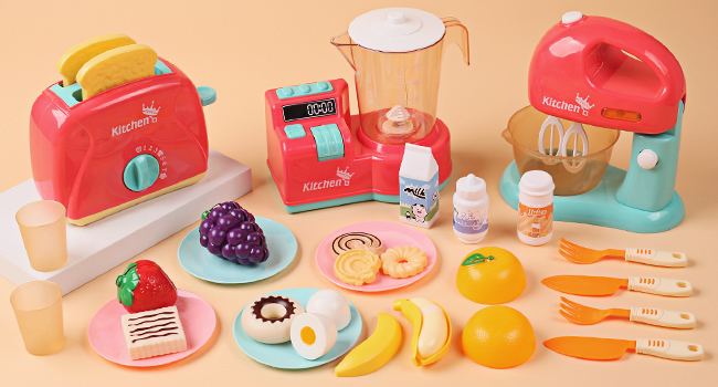 CUTE STONE Toy Kitchen Appliances Playset, Kids Kitchen Toy Mixer and Blender with Sound ...