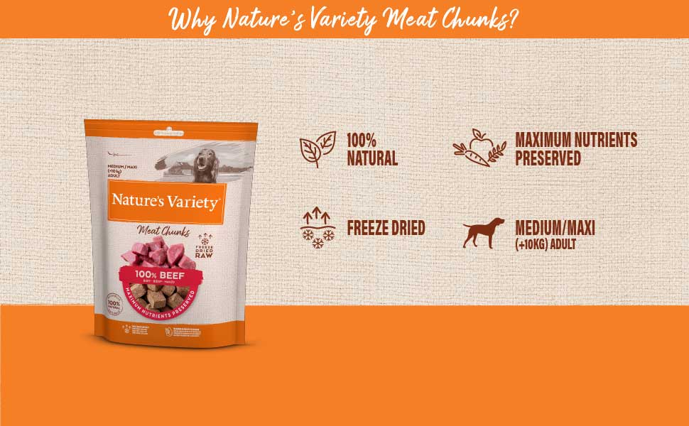 Nature's Variety Freezed Dried 100% Beef Chunks for Adult Dogs - Case 6 x 50 g : Amazon.co.uk ...