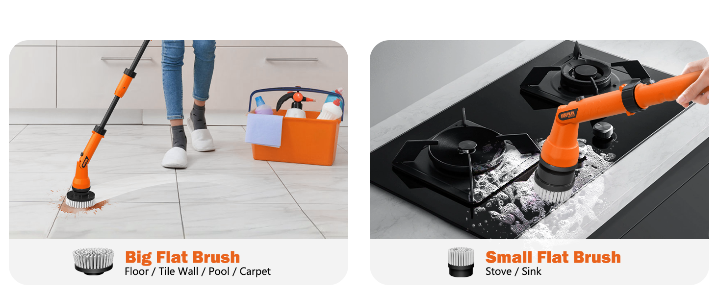 Amazon.com: 2 Battery Electric Spin Scrubber, 1000RPM Cordless Cleaning ...