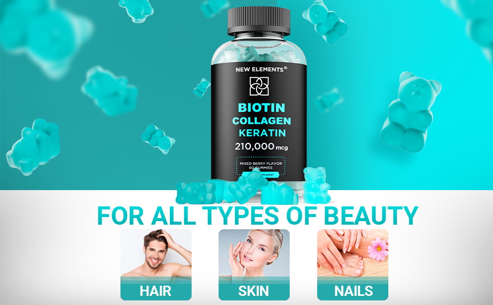 Amazon.com: Biotin Gummies with Keratin & Collagen Peptides - Advanced Supplement for Hair ...