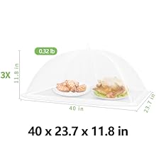 Amazon.com: Lauon Extra Large Food Cover, 3 Jumbo (40"X23.7"), White Mesh Plate Serving Tents ...