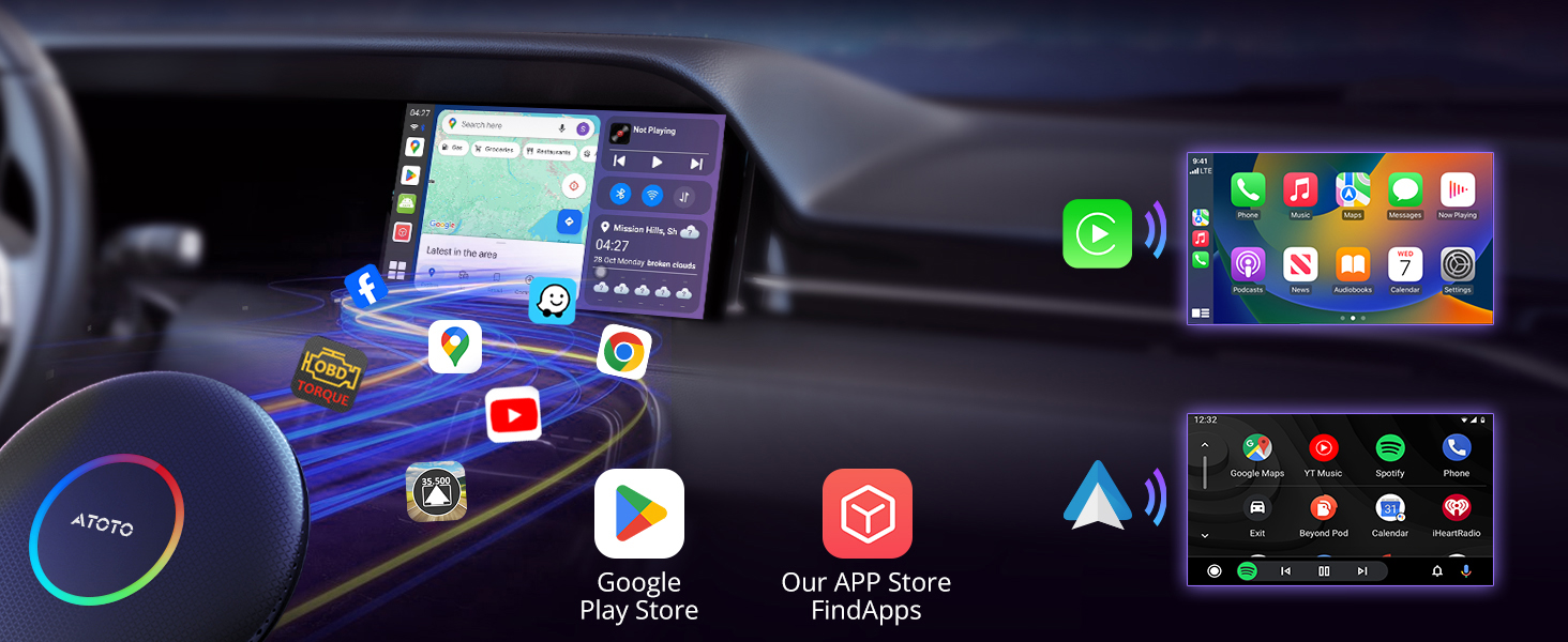 Amazon.com: ATOTOZONE CB6 CarPlay AI Box&Android AI Box, Wireless CarPlay/Android Auto Adapter ...
