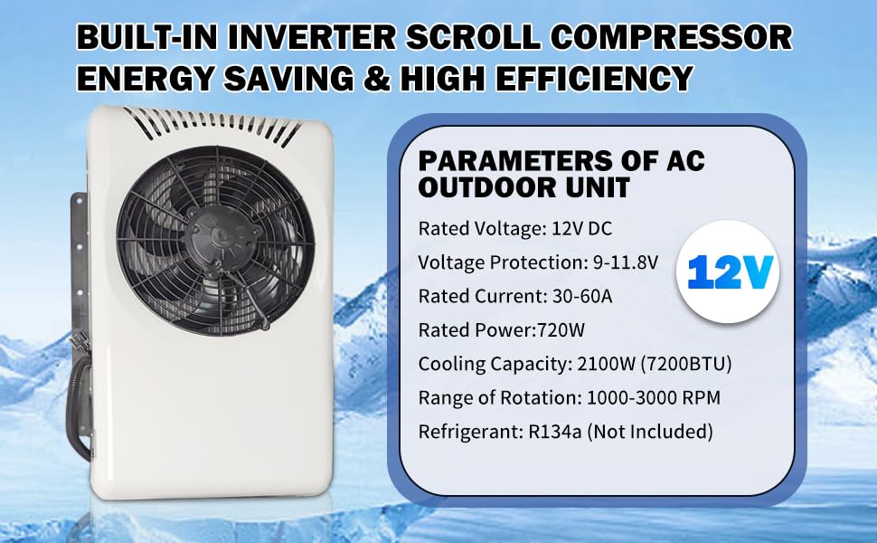 Amazon.com: 12V DC Air Conditioner 7500 BTU, 12 Volt Mini Split Air Conditioner for Truck ...