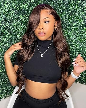 Amazon.com : 200 Density 13X6 Chocolate Brown Body Wave Lace Front Wigs Human Hair 13x6 HD ...