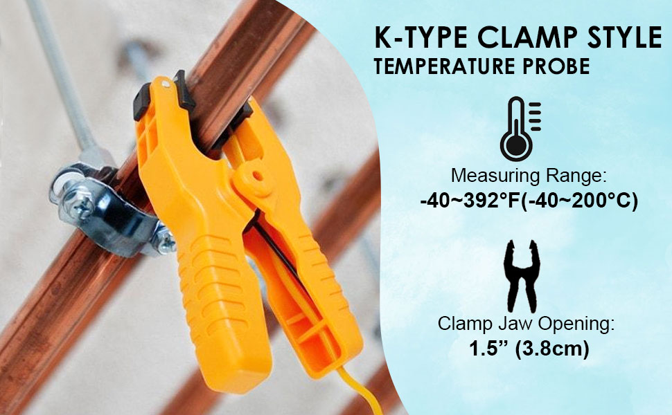 K Type Thermocouple Clamp Probe Thermocouple Temperature Sensor Clip Lead Pipe Clamp HVAC ...