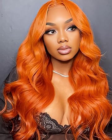 Amazon.com : 30 Inch Ginger Lace Front Wigs Human Hair 180% Density Ginger Orange Body Wave Wigs ...