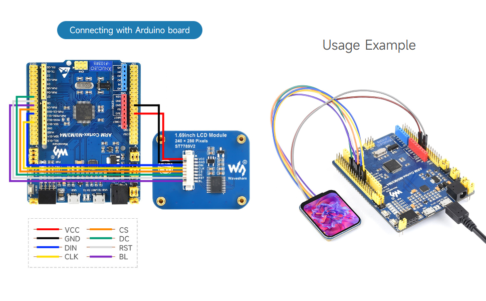 Amazon.com: Waveshare 1.69inch LCD Display Module, Compatible with ...