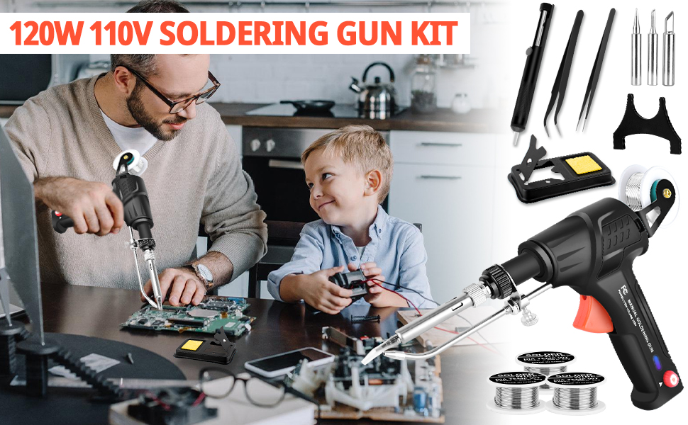 Amazon.com: Upgrade 120W Soldering Iron Kit with Ceramic Heater, Automatic Soldering Gun Kit ...