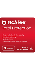 McAfee Total Protection 3-Device 2025 |12-Months |Antivirus, Secure VPN |Includes Security ...