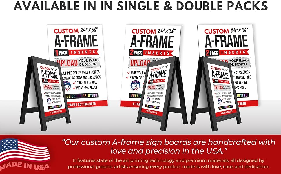 Amazon.com : 2-Pack 24x36" Custom A-Frame Board with Full Color Print Inserts and Text ...