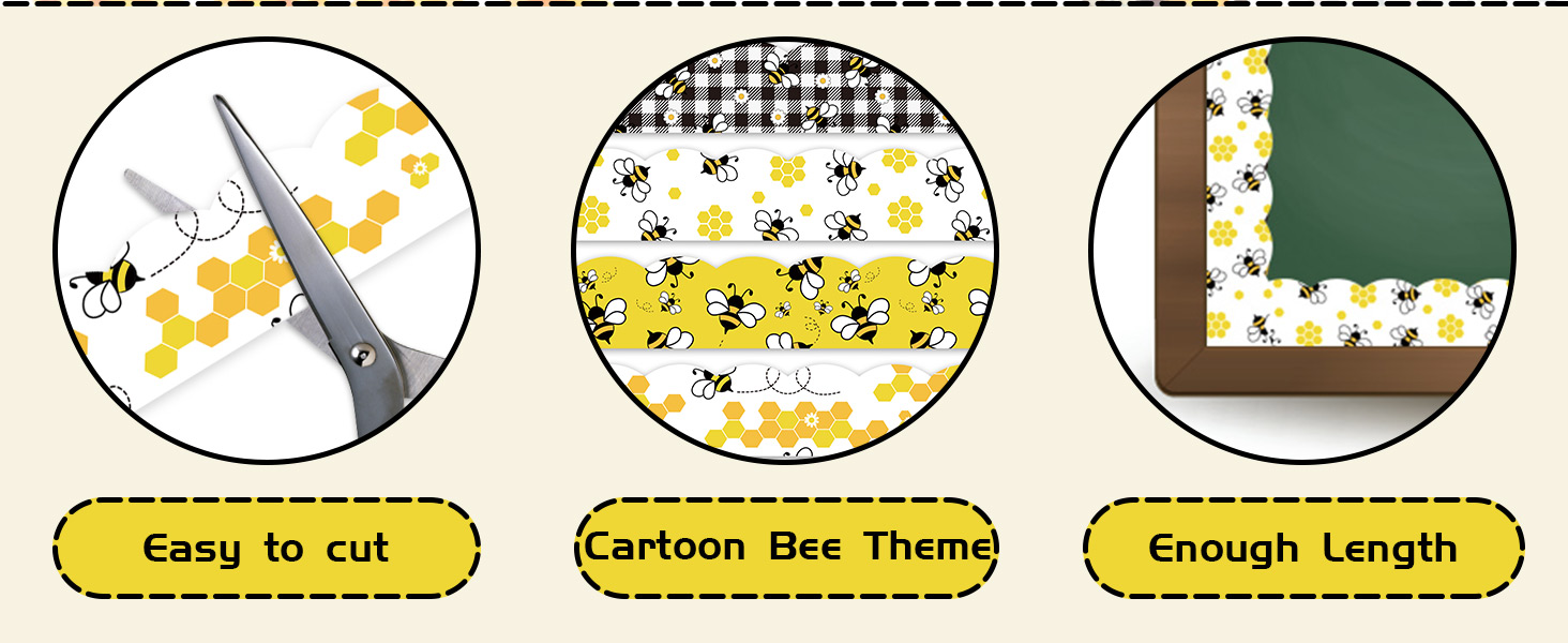 Amazon.com: Whaline 60Pcs Bee Bulletin Board Borders 69Ft Yellow Black ...
