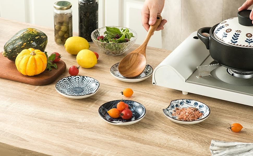 Amazon.com: SYJAN HOME Spoon Rest For Stove Top,Ceramic Spoon Holder Set of 4,Cute Coffee Spoon ...