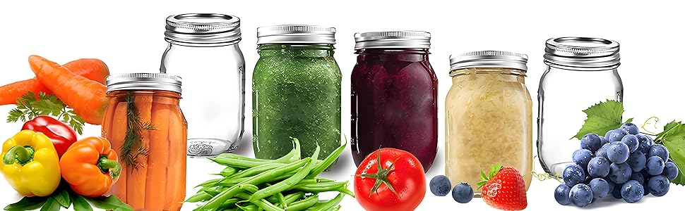 Amazon.com: ELAORY Classic 16 Oz Mason Jars, 6 Pack Canning Jars, Regular Mouth, Airtight & Leak ...
