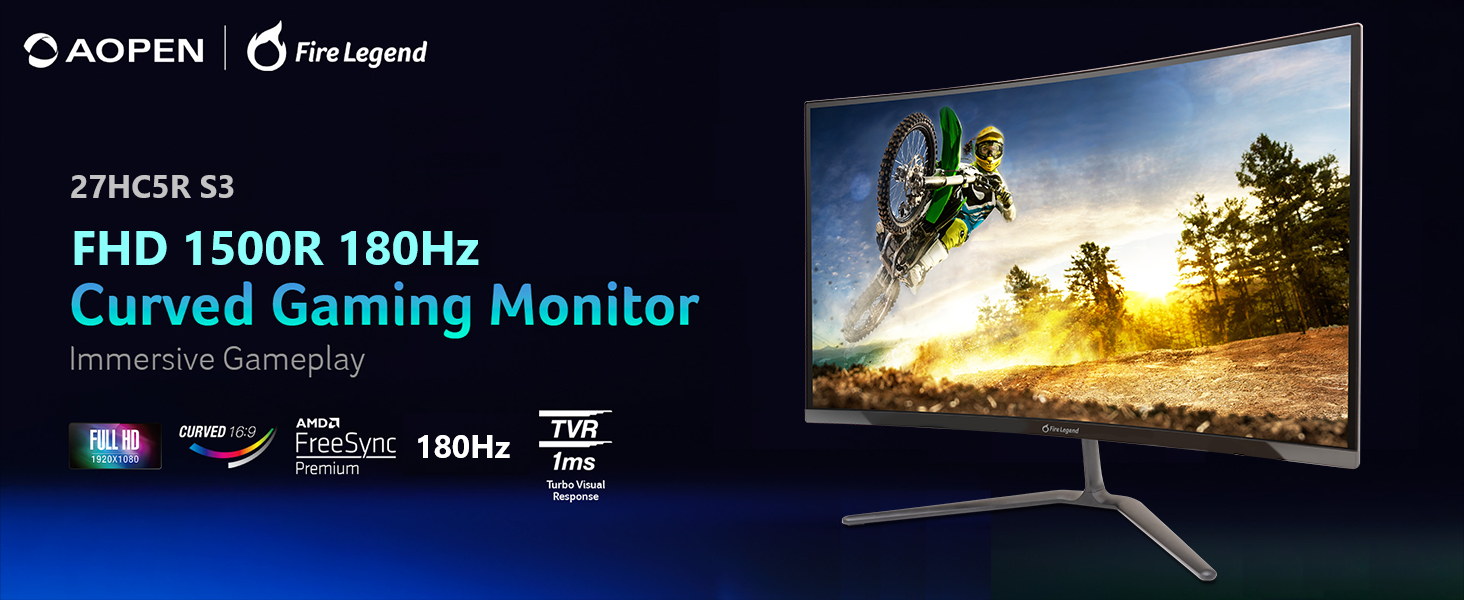 Amazon.com: AOPEN by Acer 27HC5R S3biip 27" Full HD (1920 x 1080) VA 1500R Curved Gaming Monitor ...