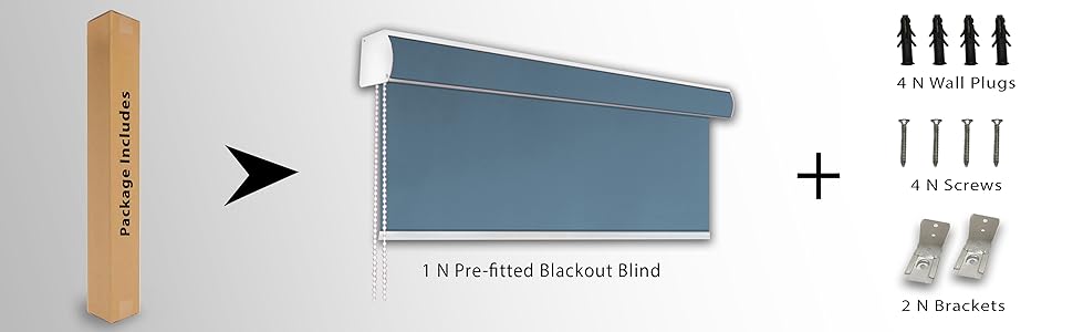 HIPPO 100% Blackout Roller Blinds for Windows UV Protection, Waterproof, Room Darkening, Corded ...