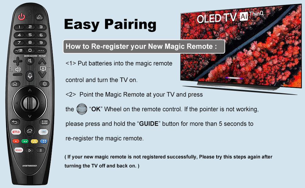 Amazon.com: Replacement for LG Voice Magic Remote Control for 2017-2022 LG Smart TV, AN-MR20GA ...