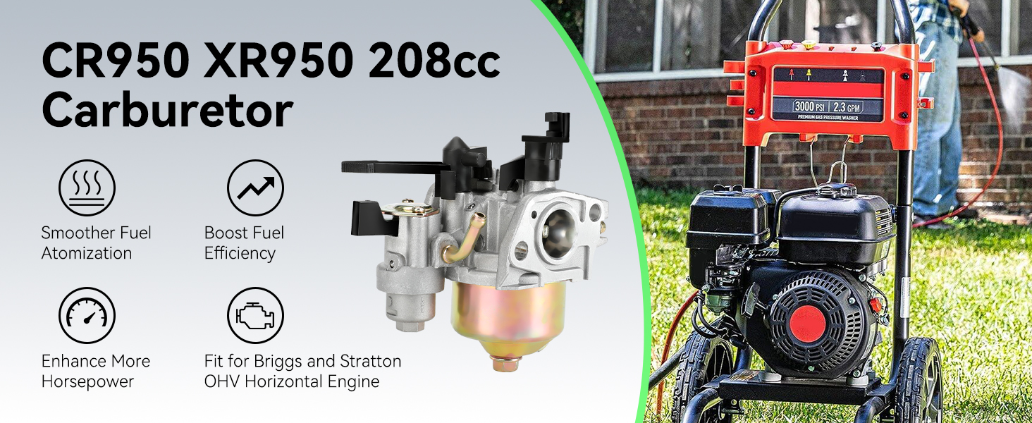 Amazon.com : XIKOBY 208cc Carburetor Kit Compatible with Brigs and Straton CR950 XR950 OHV ...