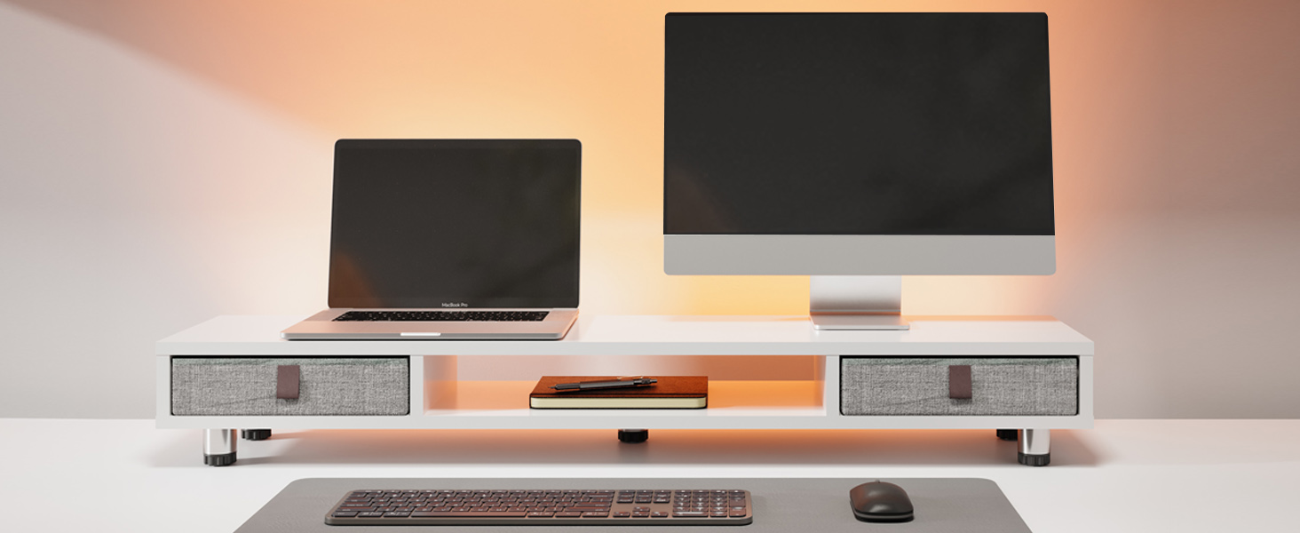 Amazon.com: Fenge Dual Monitor Stand, Monitor Stands Riser for 2 ...