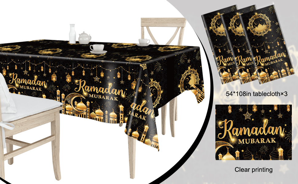 Amazon.com: tineit Ramadan Table Cloth, 3 Pieces Ramadan Mubarak Table ...