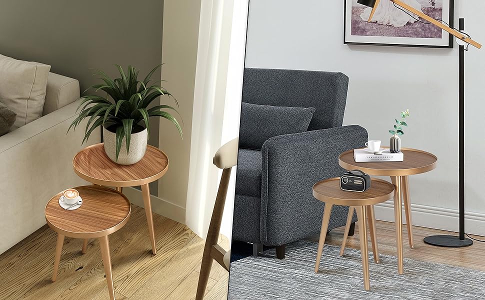 Amazon.com: COVLON Nesting Tables, Modern Side Tables Set of 2, Small Nesting Coffee Table for ...