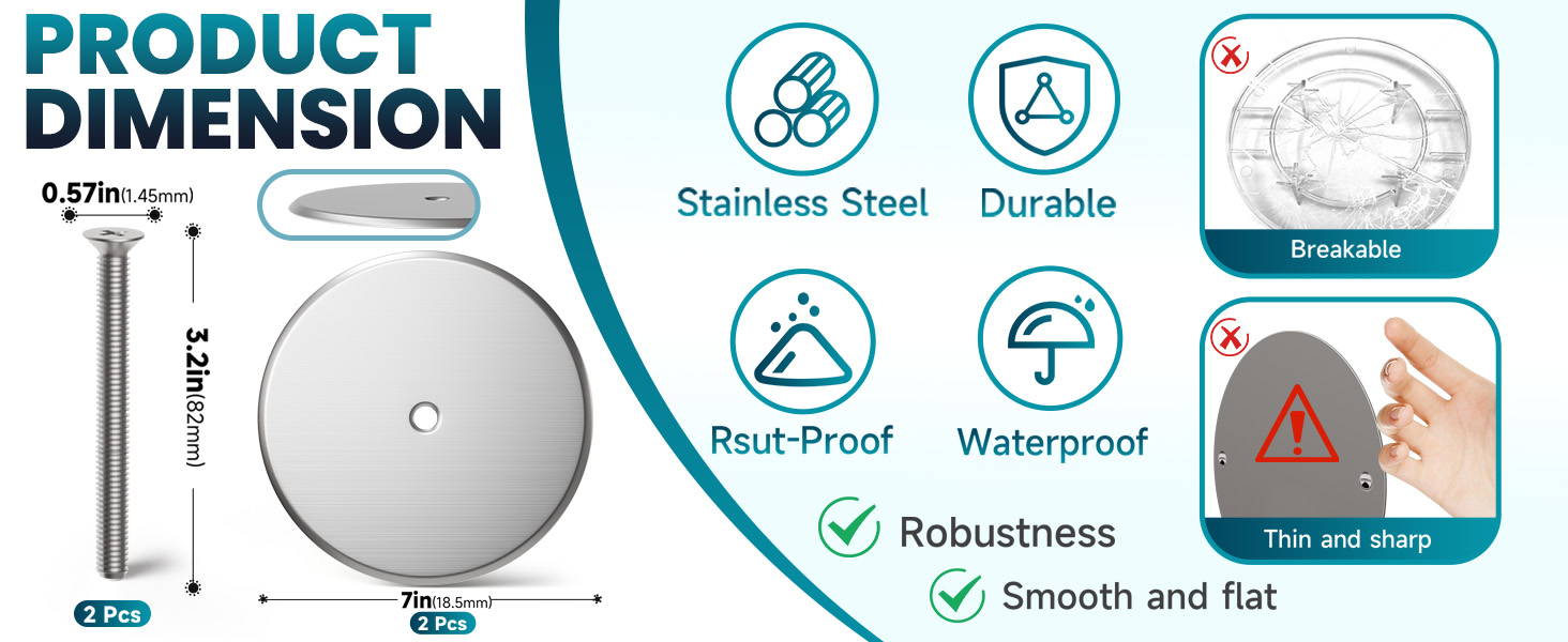 Wuno Shop 7 Inch Cleanout Cover Plate, Round Cleanout Plug Access Hole Covers, Blank Flat Cover ...