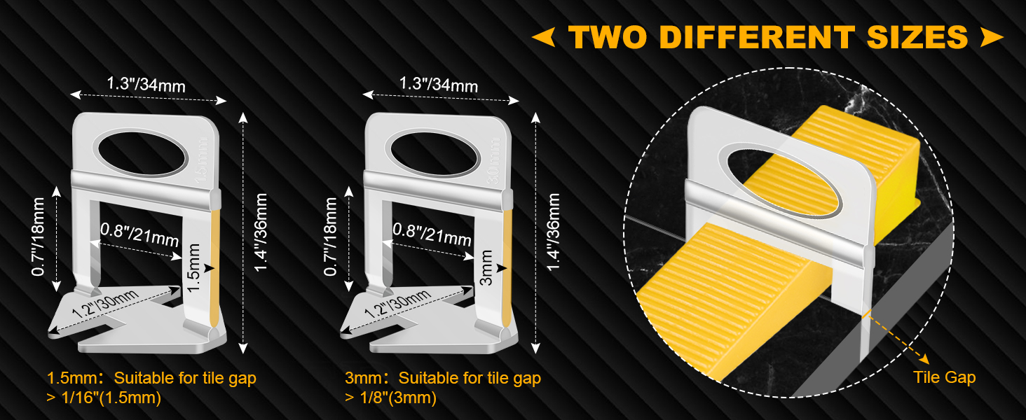 Tile Leveling System Clips 1/8 Inch (3mm) 100Pcs Tile Spacers Leveling ...