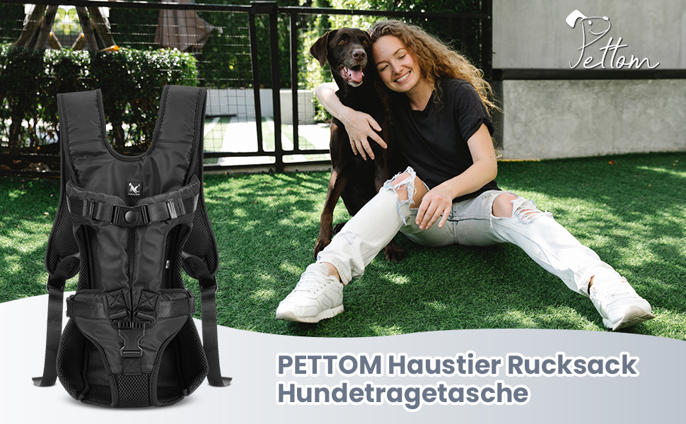 PETTOM Haustier Rucksack Hundetragetasche, Verstellbare Brust Haustier Rucksäcke Tragbare und ...