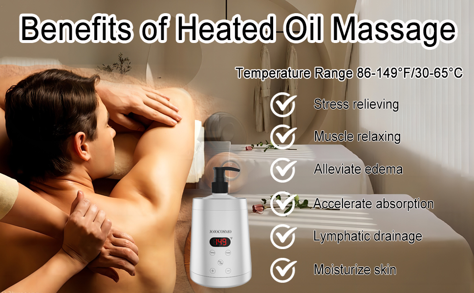 JOJOCOSMO Massage Oil Warmer, Massage Oil Heater with Two Oil Bottle dispensers, stepless Warmer ...