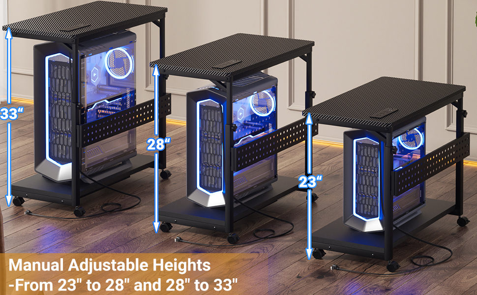 Amazon.com : Besiost Computer Tower Stand with Power Strips, Height ...