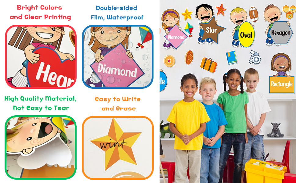 Amazon.com: 32 Pieces Shapes Classroom Posters Shapes Bulletin Board ...