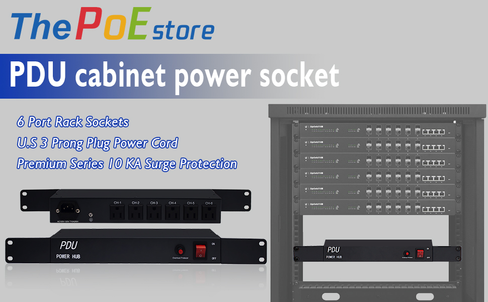 Amazon.com: ThePoEstore 6 Outlet Horizontal 1U PDU Rack Mount Power Strips - Surge Protection，AC ...