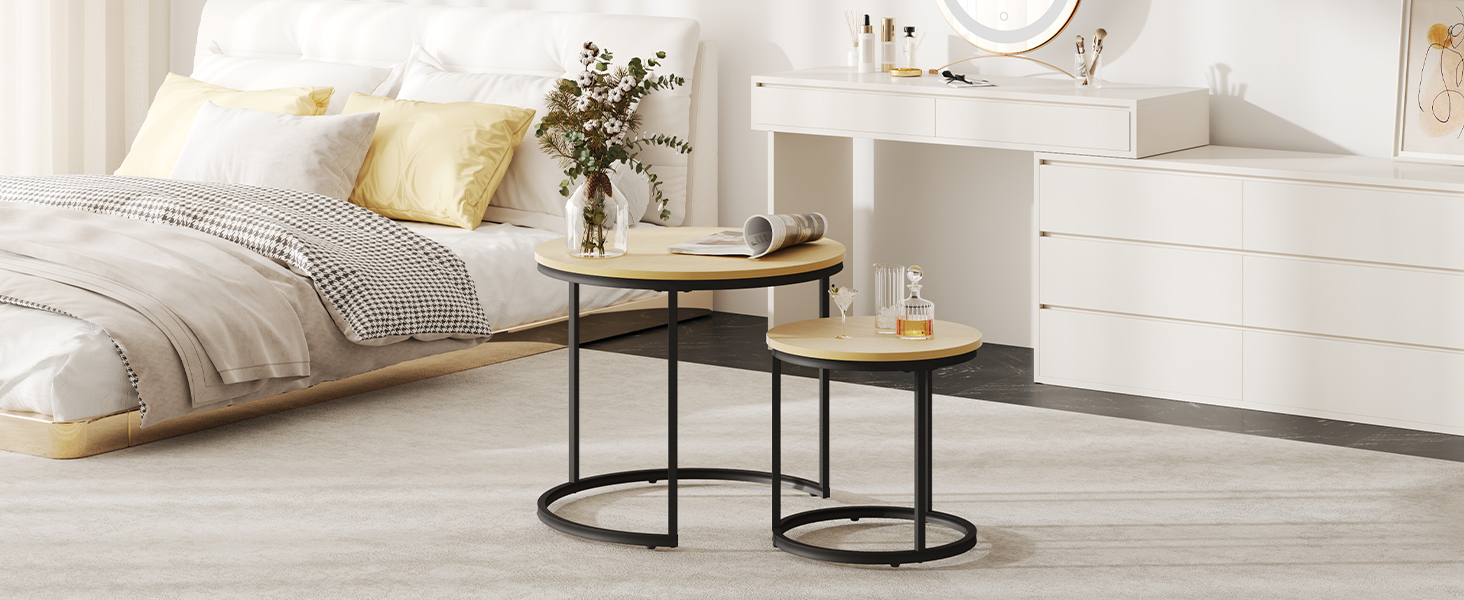 Amazon.com: Otterease Nesting Tables Set of 2, Round Coffee Table ...