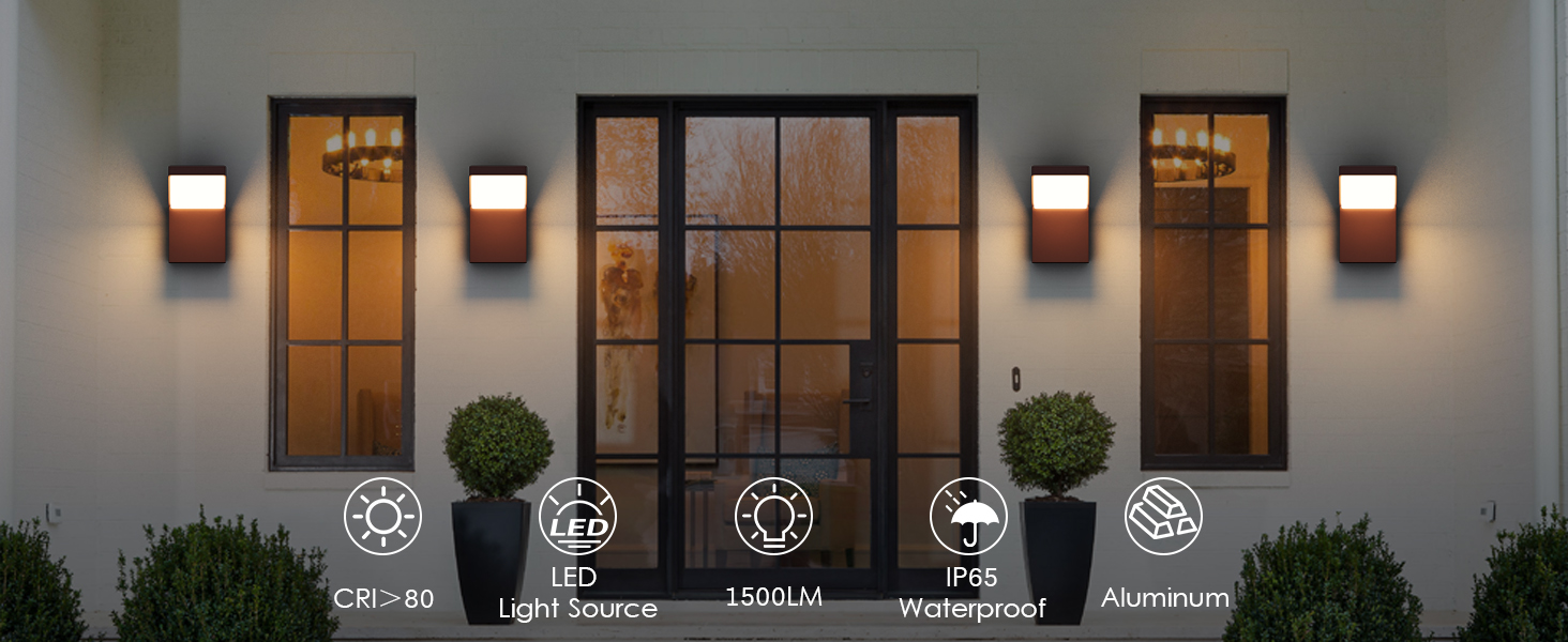 Aipsun Exterior Wall Sconce IP65 Outdoor Sconces Light LED Modern Porch Sconce Lights Outdoor ...