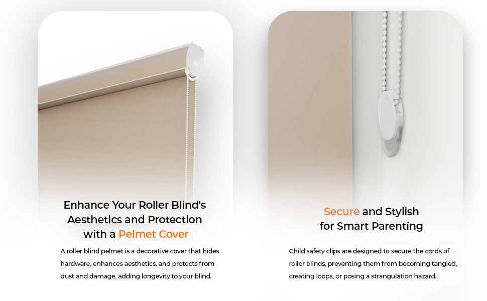 HIPPO 100% Blackout Roller Blinds for Windows UV Protection, Waterproof, Room Darkening, Corded ...