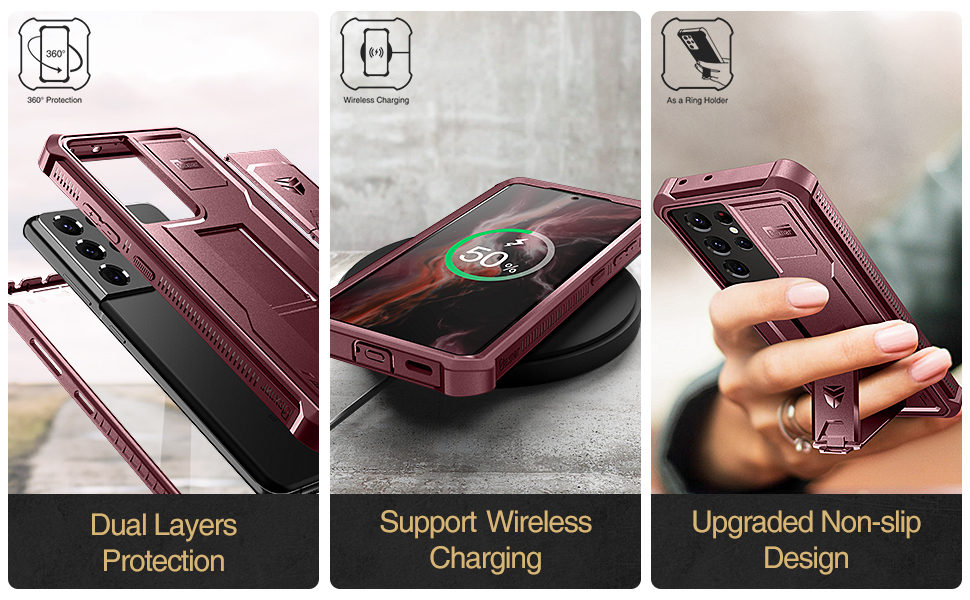 Dexnor Case for Samsung Galaxy S21 Ultra 5G 6.8 Inch with Built-in Screen Protector Military ...