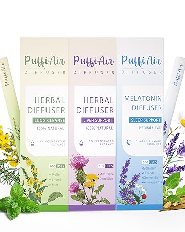 Herbal Diffuser Pen with Extracts of Mullein, Thyme and Mint for Lung Cleansing, Breathing ...