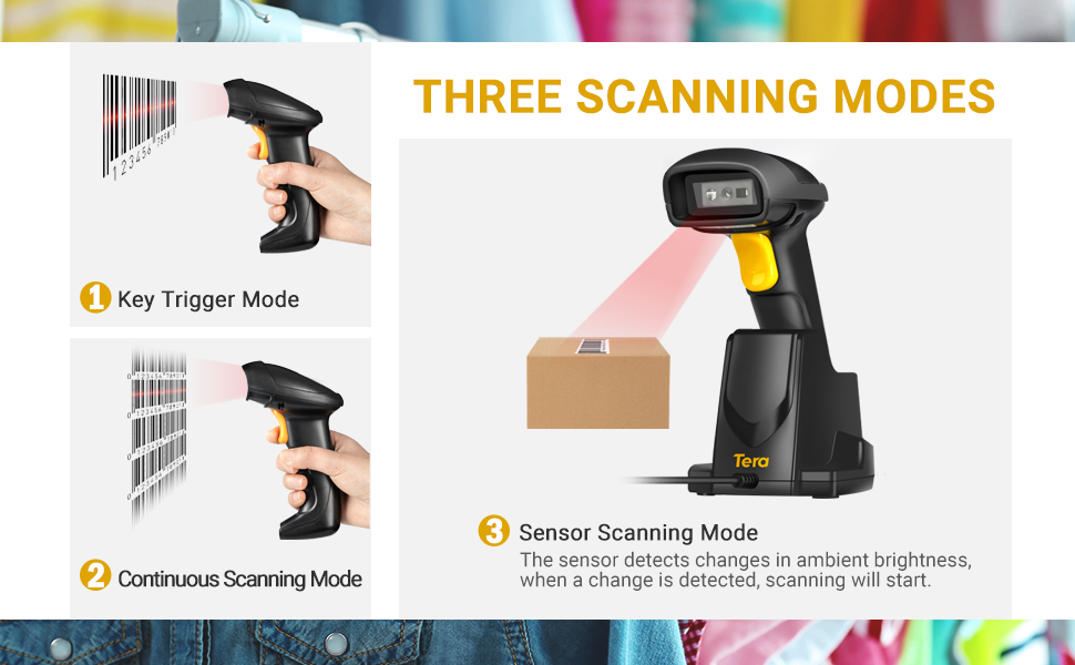 Amazon.com: Tera Wireless 1D 2D QR Barcode Scanner with USB Charging Base Handheld Bar Code ...