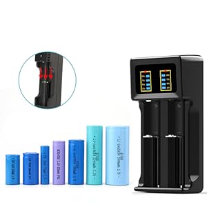 Amazon.com: 18650 Battery Charger, 2-Bay 5V 2A for Rechargeable Batteries 3.7V Li-ion 26650 ...