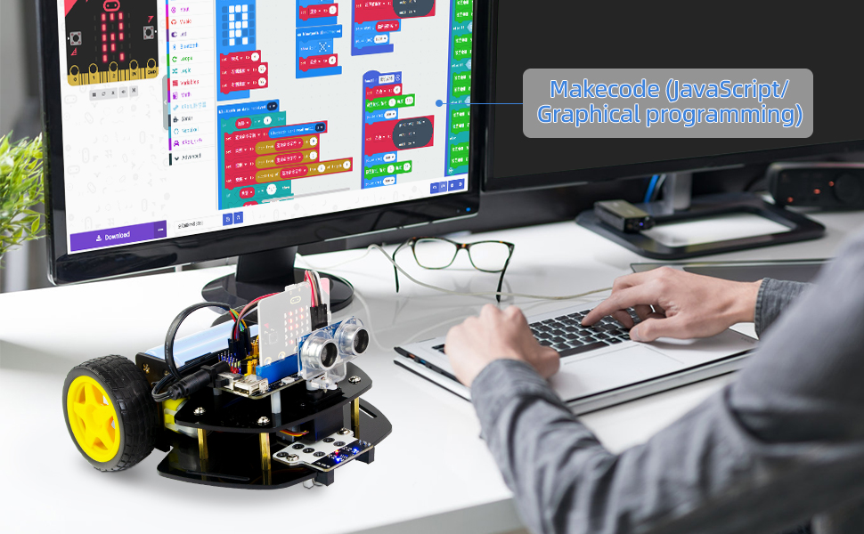 Amazon.com: XiaoR GEEK Microbit 2WD Robot Car Kit for Micro:bit V2 and ...