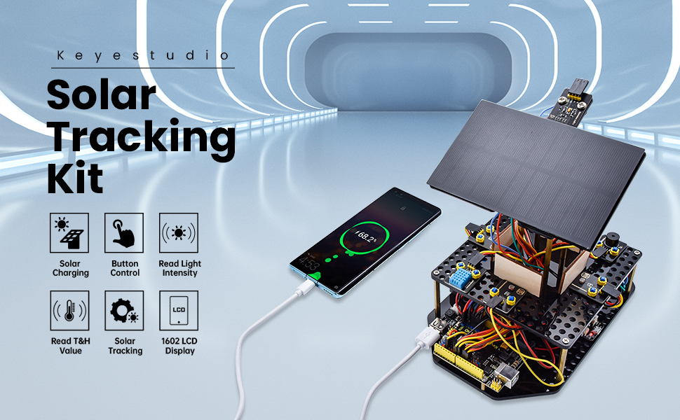 KEYESTUDIO DIY Solar Tracking Electronics Kit for Arduino, Solar Power ...