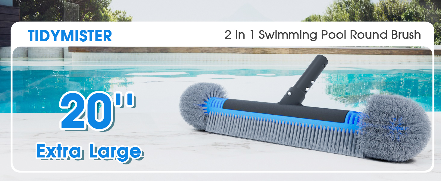 Amazon.com: TidyMister Pool Brush for Cleaning Pool Walls, 20'' 2-in-1 ...