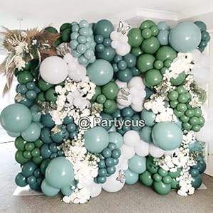 Amazon.com: Dusty Blue Green Balloon Arch Kit Double Stuffed Sage Dusty Green White Matte ...
