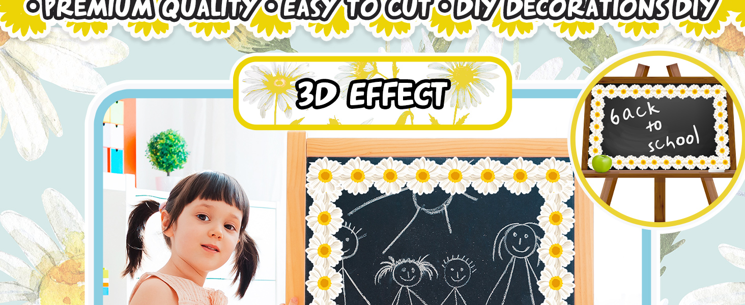 Amazon.com: Whaline Spring Daisy Flower Bulletin Board Border 32.8Ft 3D ...