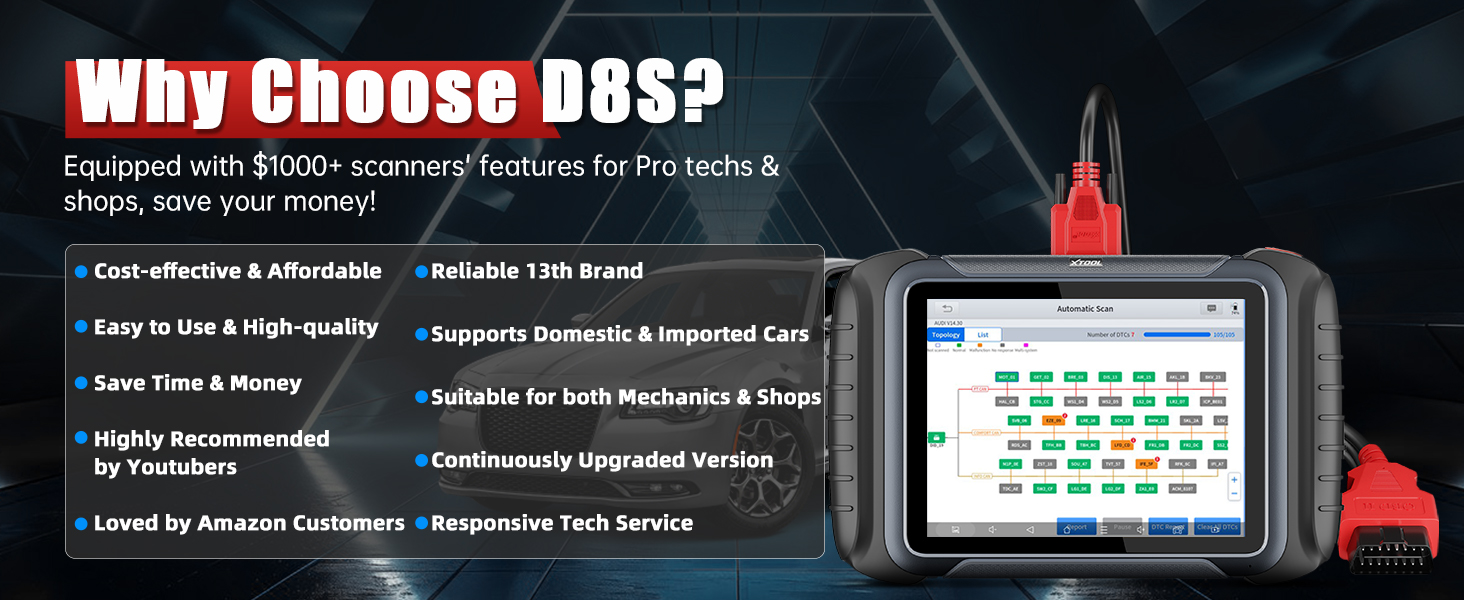 Amazon.com: XTOOL D8S OBD2 Scanner: 2025 Upgrade of D8 Scanner, Bidirectional Scan Tool with 3 ...