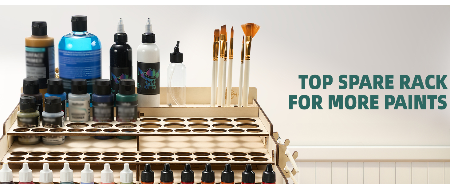 Amazon.com: OPHIR Wooden Paint Rack Organizer, Miniature Paint Holder with 104 Holes of 2 Sizes ...