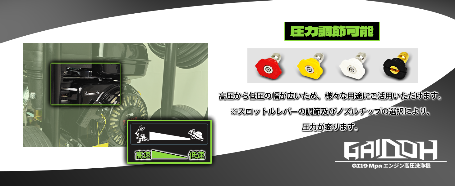 Amazon | 高圧洗浄機エンジン式 Gaidoh エンジ 付き高圧洗浄機 19Mpa 4つの噴射パターン 給水機能付 洗車 定格吸水量9.0L/min ハイパワーなエンジン 高出力4 ...