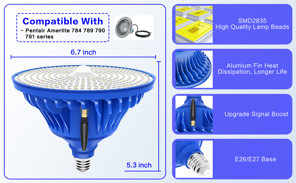 Amazon.com : CEDIO Pool Lights for Inground Pool, 120V 55W Led Pool Light Bulb for Inground Pool ...