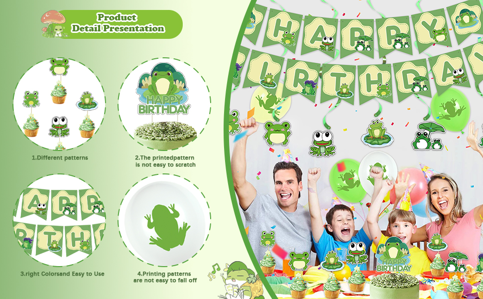 Amazon.com: LakPty Spring Frog Party Supplies, Cute Cartoon Frog Theme ...